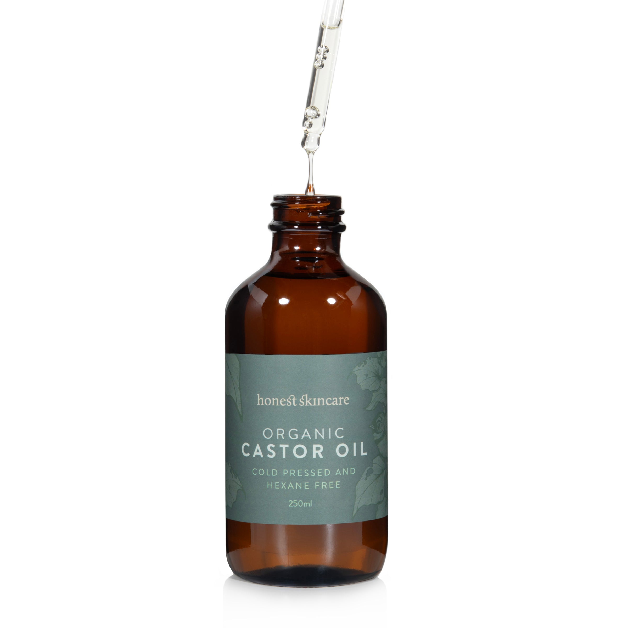 Organic Castor Oil: Cold Pressed, Hexane Free, Glass Bottle